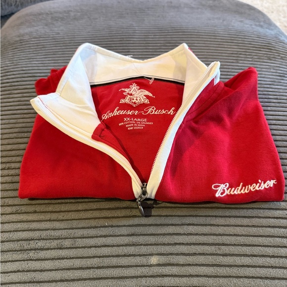 Budweiser | Jackets & Coats | Budweiser Red And White Embroidered ...